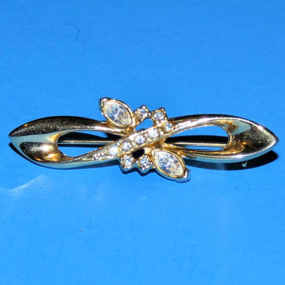Jewelry | Vintage Infinity Symbol Bar Brooch Pin Loop Rhinestones Gold ...